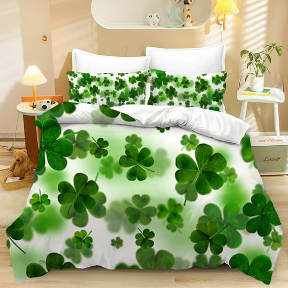 Duvet Covers Set 3 Piece Set,Spring Clover Leaves Duvet Cover and 2 ...