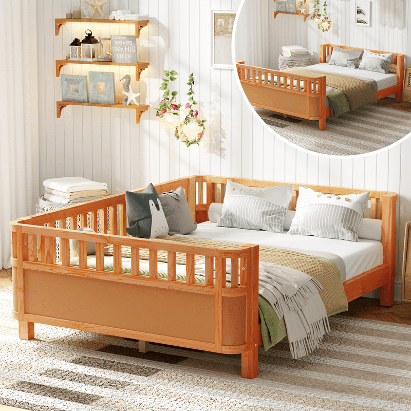 Duxelifin Kids Full Bed Platform, Solid Pine Wood Twin Bed Frame for ...