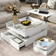 COSVALVE High Gloss Coffee Table MDF Side Table Living Room w/Drawer,16 ...