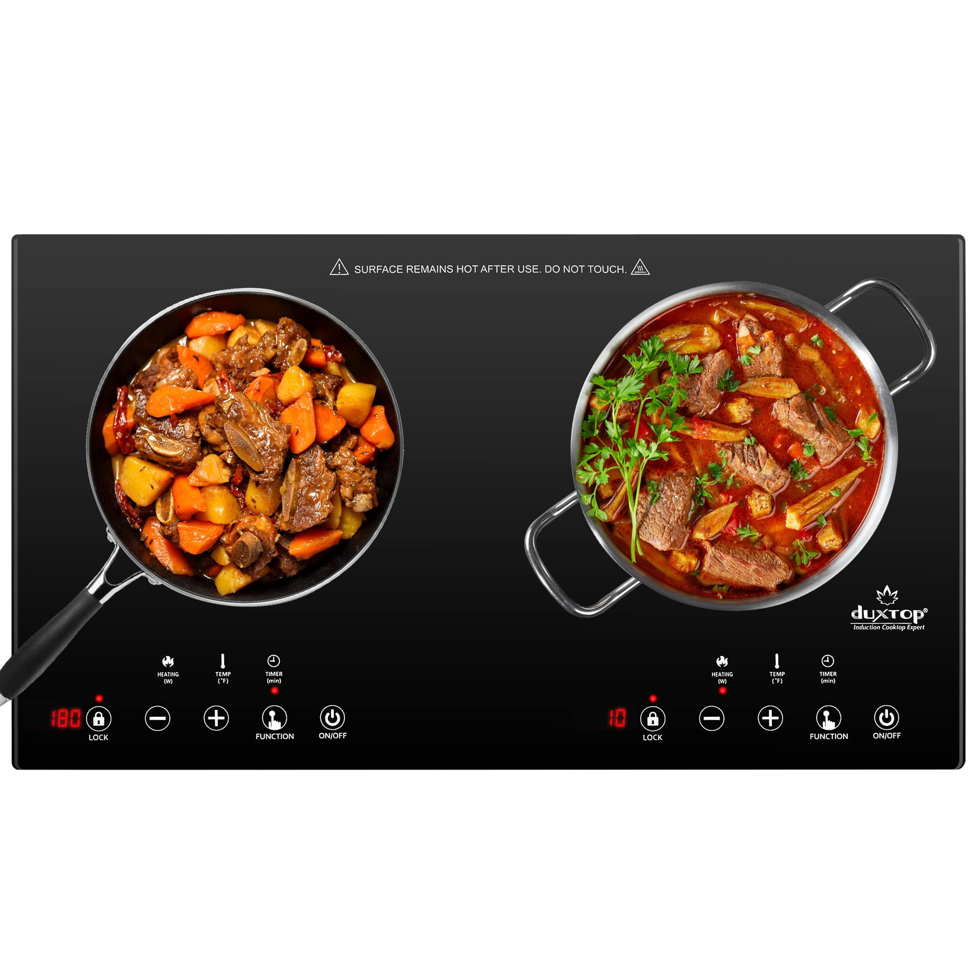 Duxtop 1800W Portable Induction Cooktop 2 Burner, Built-In Countertop ...