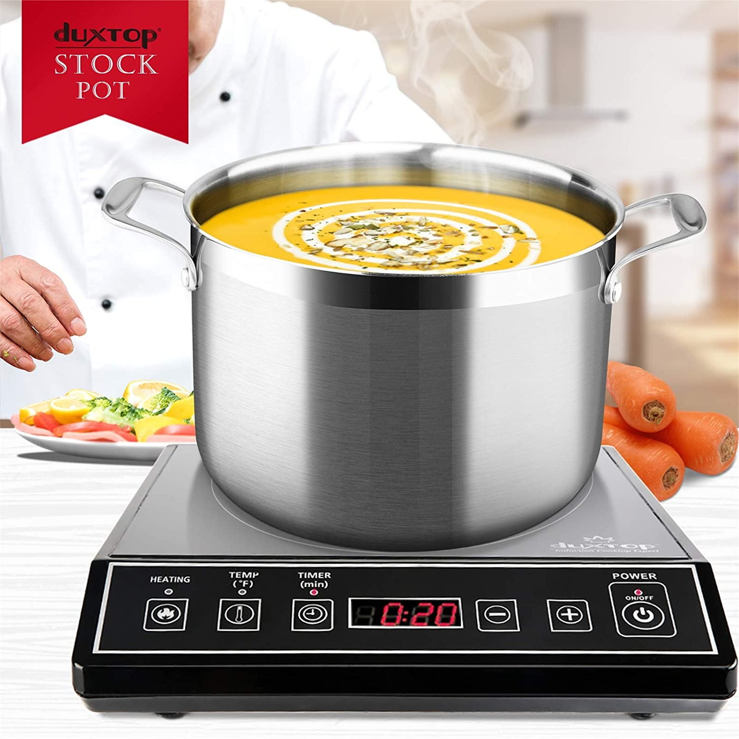 Duxtop Whole-Clad Tri-Ply Stainless Steel Stockpot with Lid, 8 Quart ...