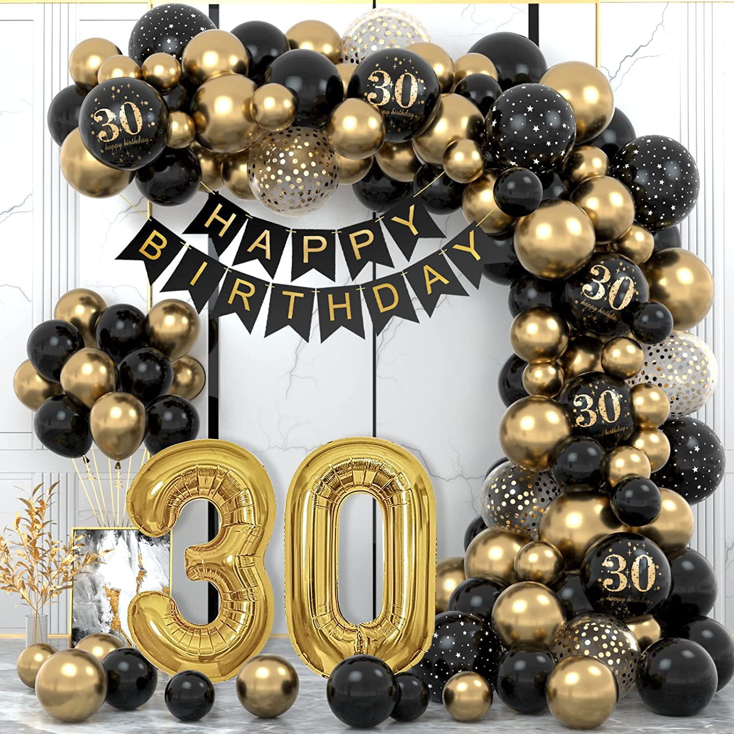 Duzziyyaa 30th Birthday Party Decorations ,77PCS 30th Birthday Banner ...