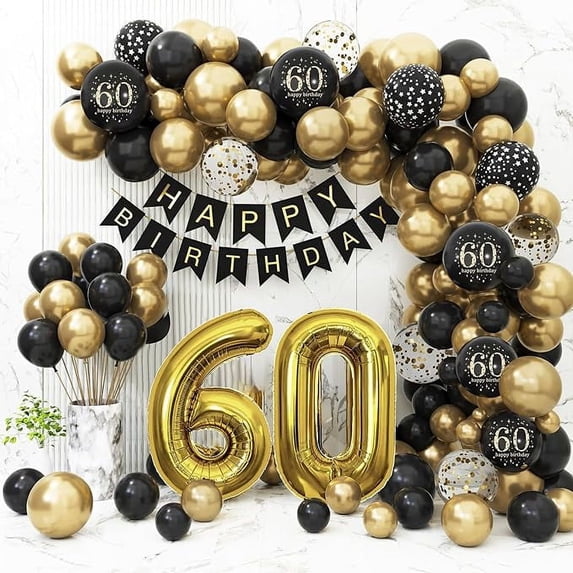 Duzziyyaa 60th Birthday Party Decorations ,77PCS 60th Birthday Banner ...