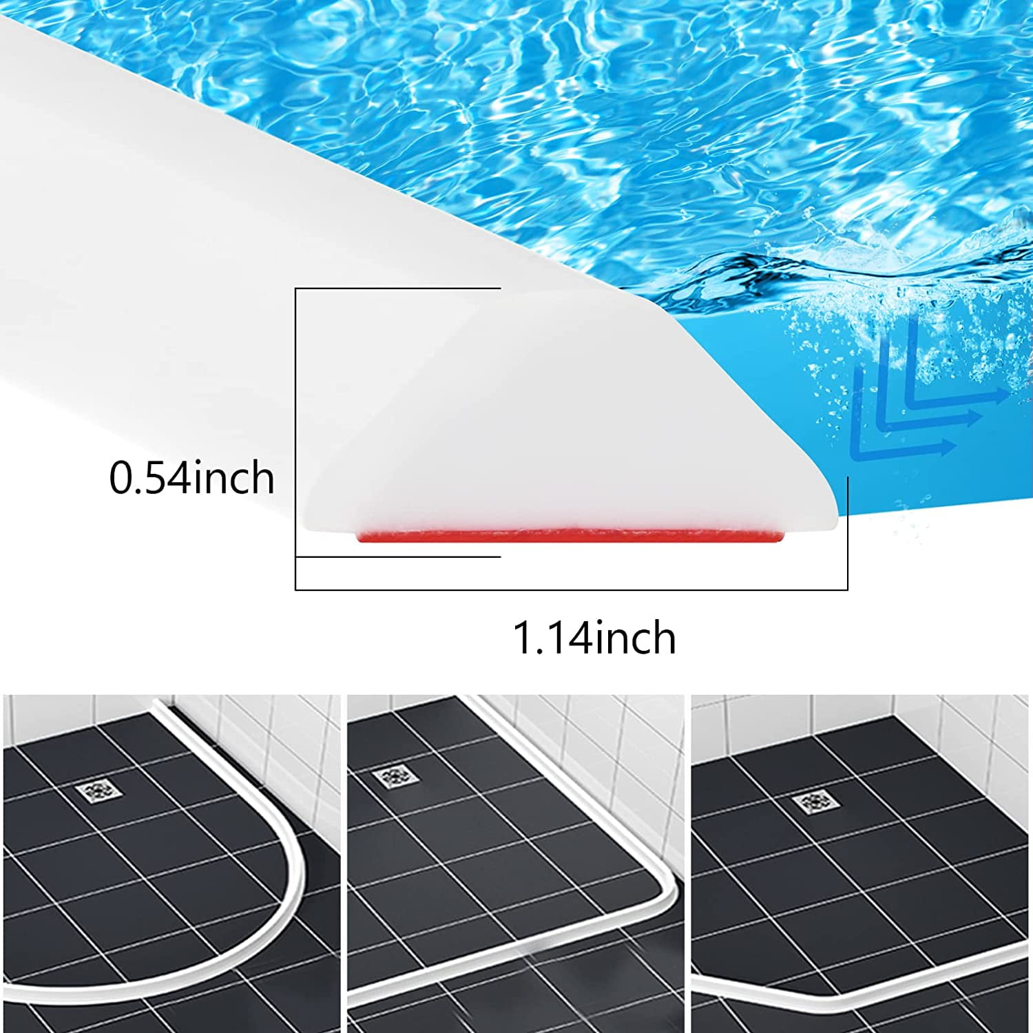 Duzzy 98 Inch Collapsible Shower Water Dam - Threshold Barrier for Wet ...