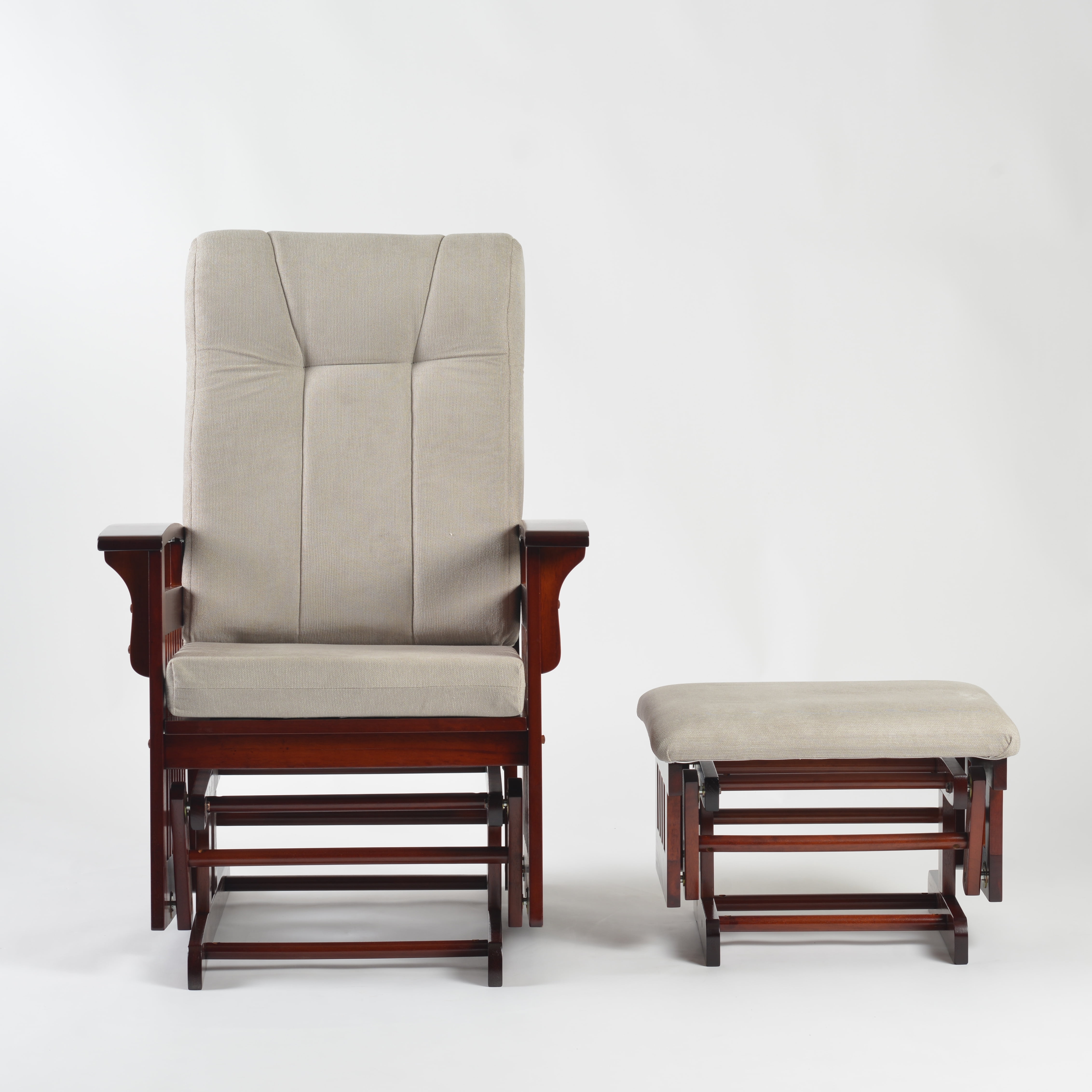 Dvasovio Rubber Wood Glider Rocking Chair with Ottoman, Cherry ...