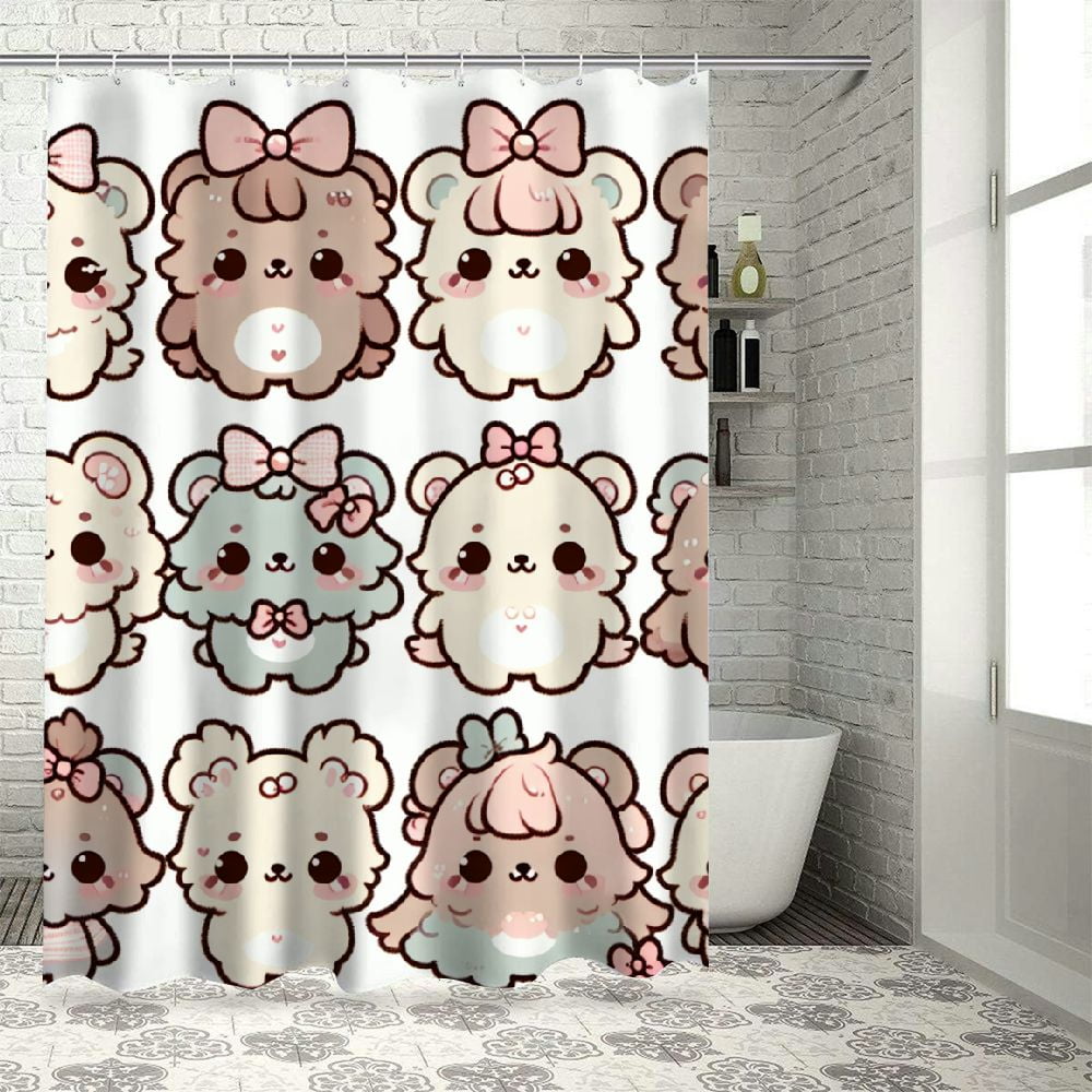 Dvbnli Cute Dino Cartoons Shower Curtain Set Waterproof Shower Curtains