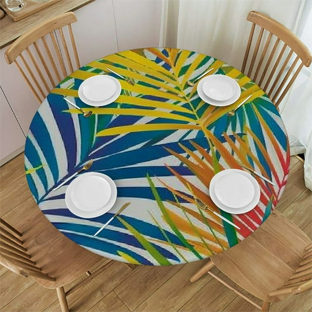 Dvbnli Fitted Tablecloth Round Adjustable Wipeable Table Cloth Cover ...