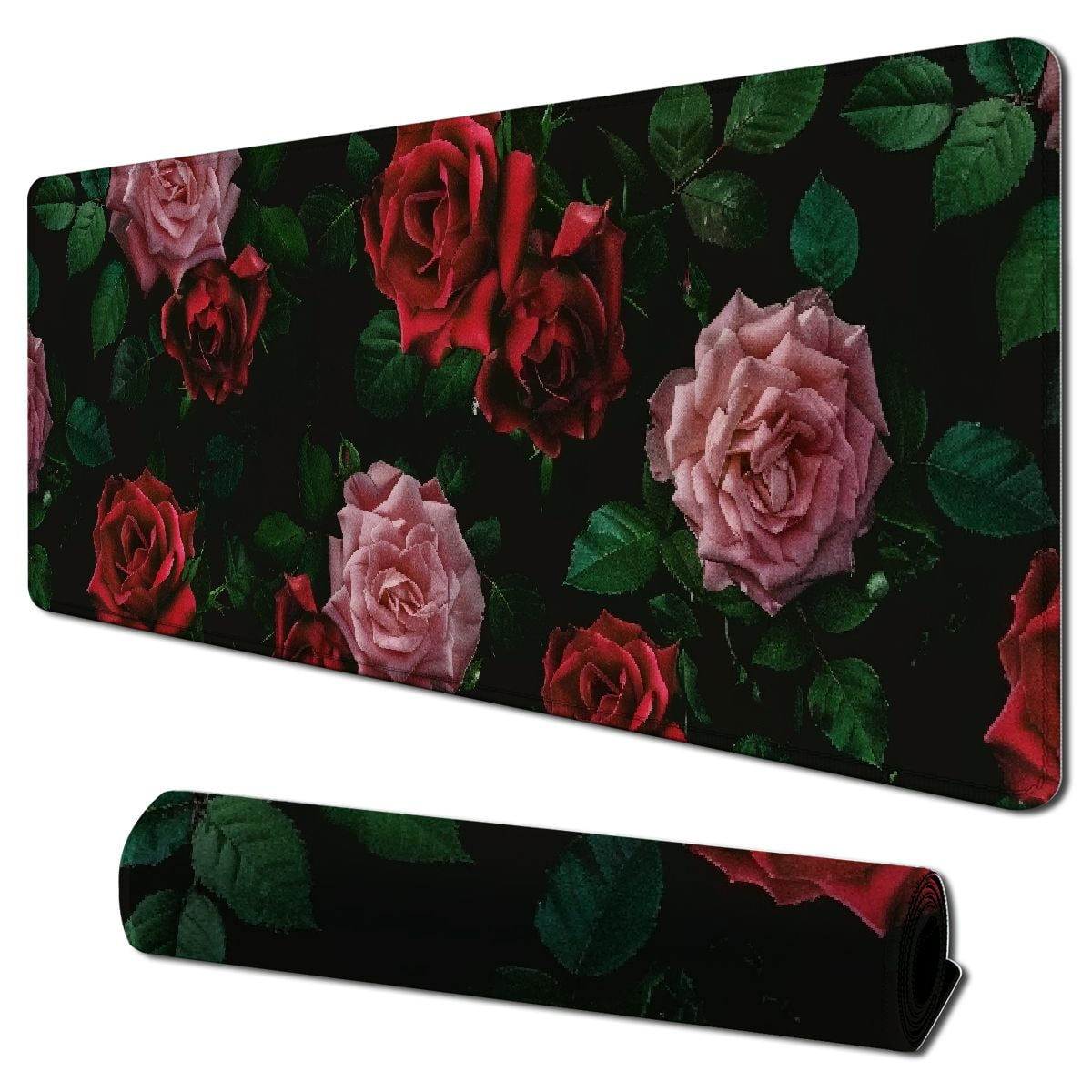 Dvbnli Large Gaming Mouse Pad Long Desk Mat Red Rose Flower Black Big ...