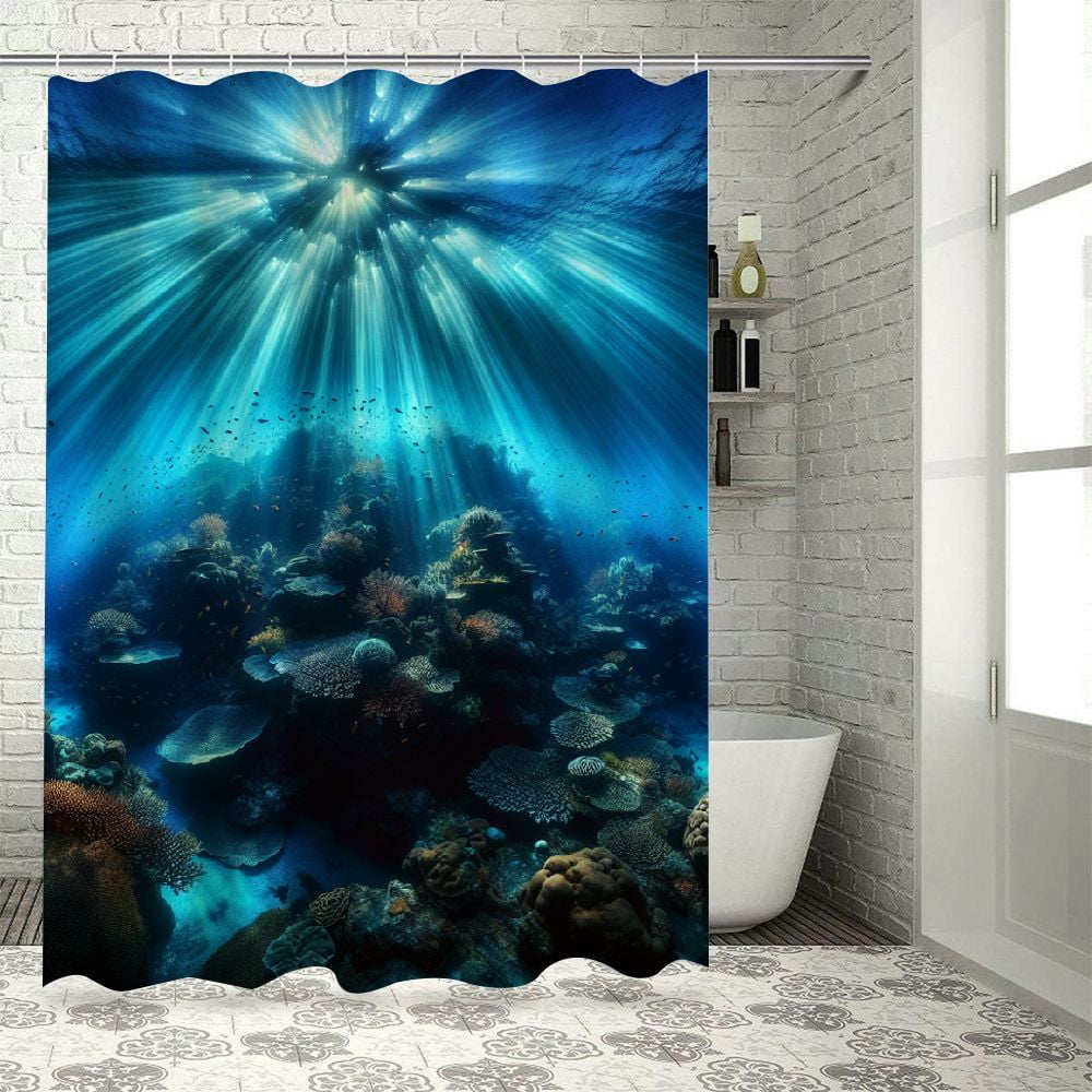 Dvbnli Ocean Shower Curtain Seascape Bright Sunshine Colors Are Bright