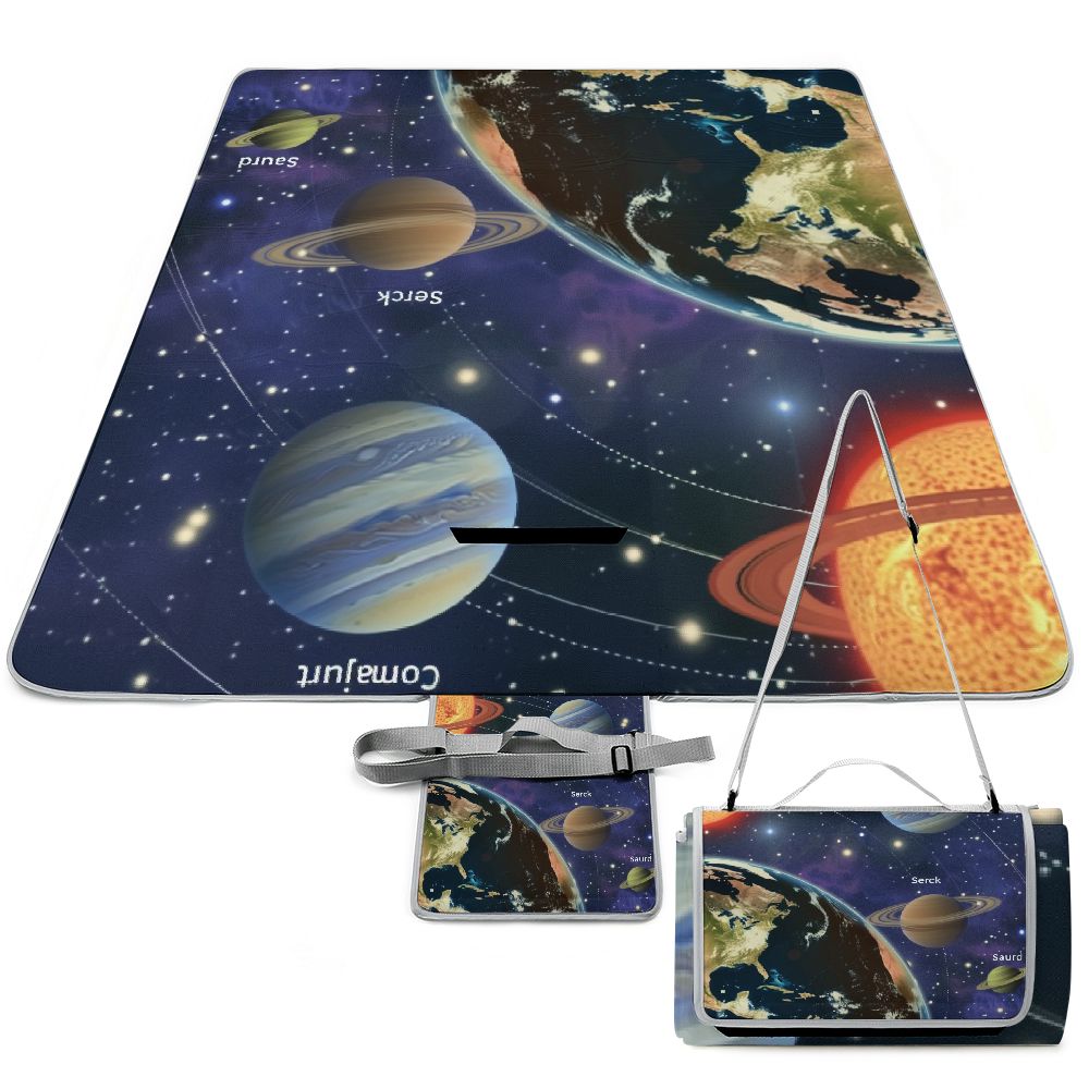 Dvbnli Solar System Cartoon Beach Blanket Foldable Lightweight ...