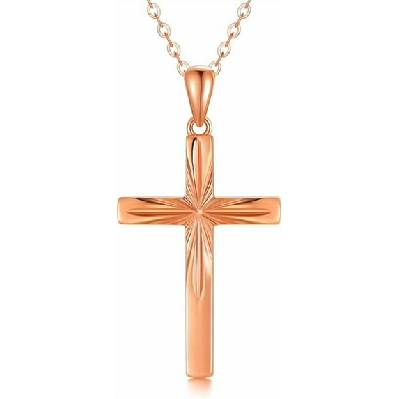 Dveatr 14K Solid Gold Cross Necklace for Women, Delicate Gold Italian ...