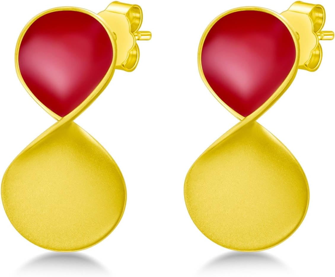 Dveatr Red Enamel Infinity Symbol 925 Sterling Silver 18K Gold Plated ...