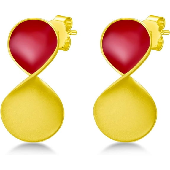 Dveatr Red Enamel Infinity Symbol 925 Sterling Silver 18K Gold Plated ...