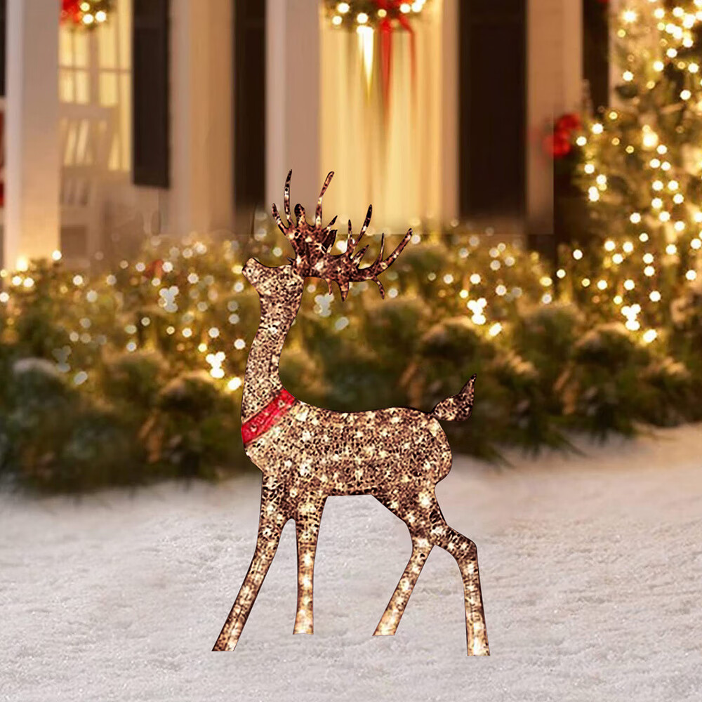 Dvkptbk 12 inch Christmas Deer Light Decor, Glittering Deer with Strip ...
