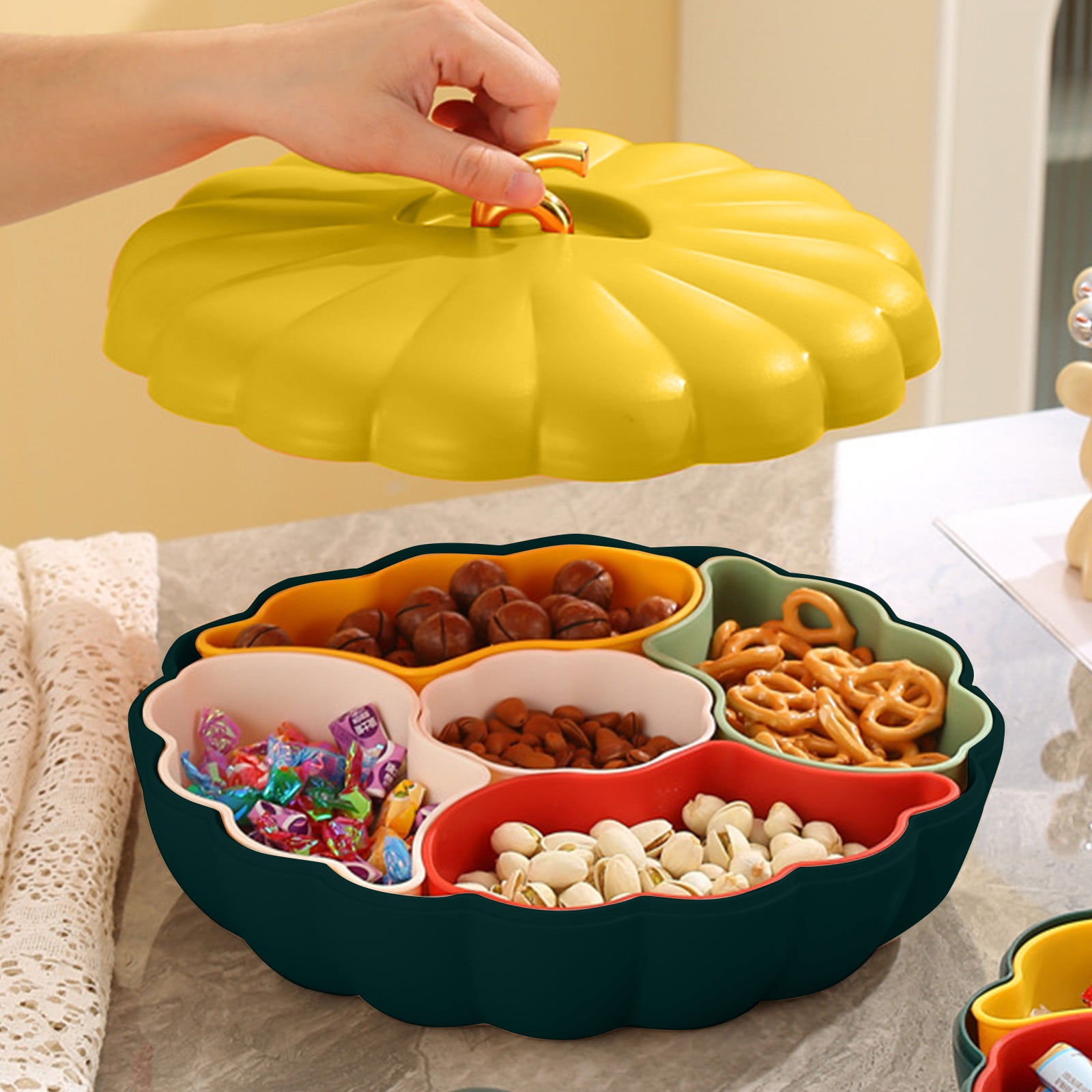 Dvkptbk Candy Box Nut Snack Organizer Melon Dried Fruit Tray with Lid ...