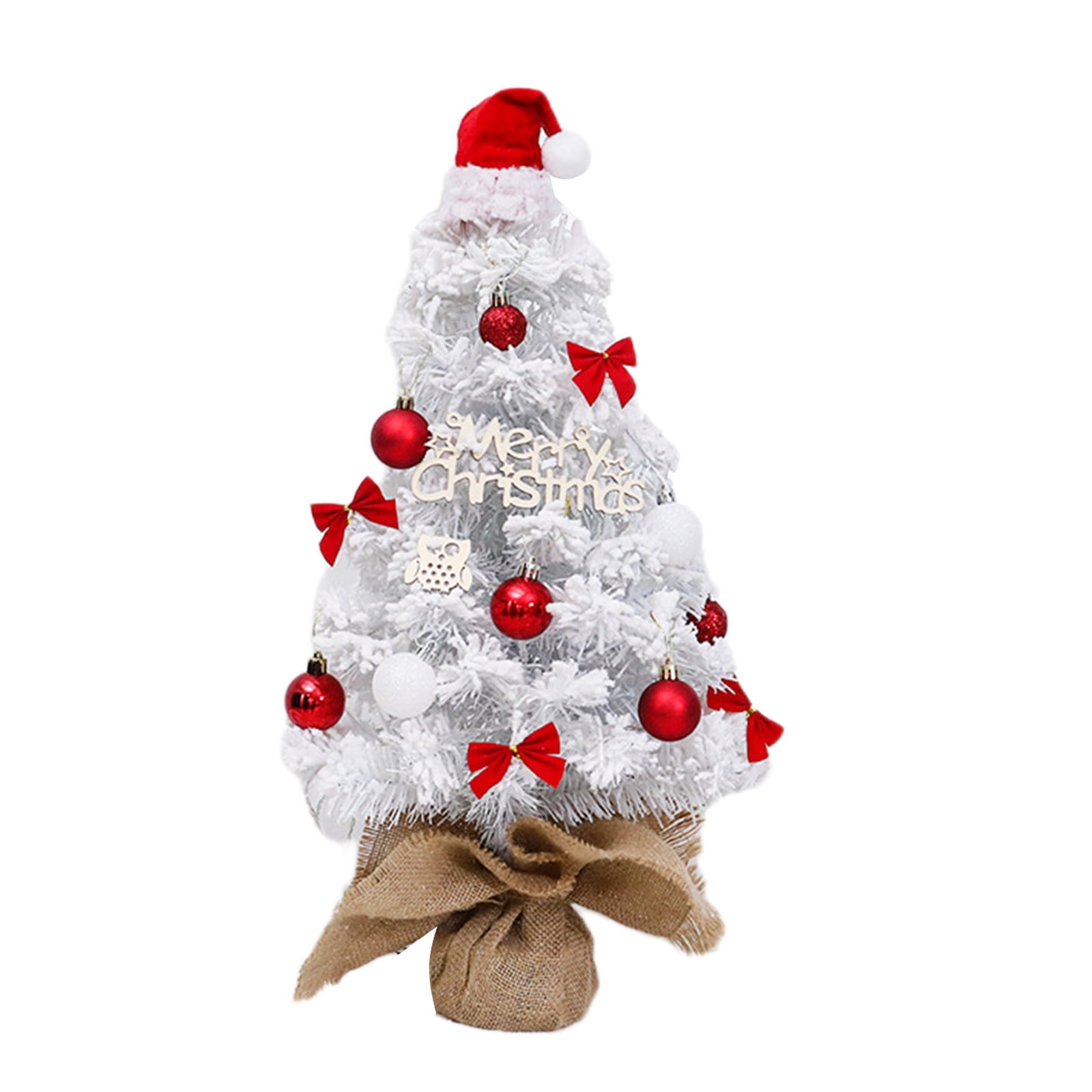 Dvkptbk Mini Christmas Tree 17.7 Inch White Flocked Christmas Tree ...