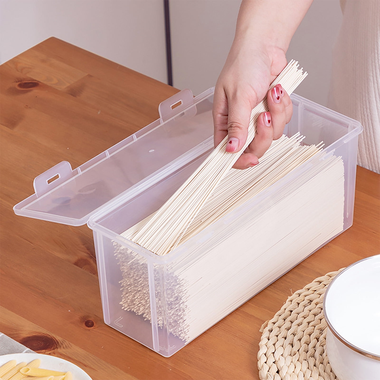 Dvkptbk Pasta Storage Container with Lid, Tall Clear Airtight Food ...