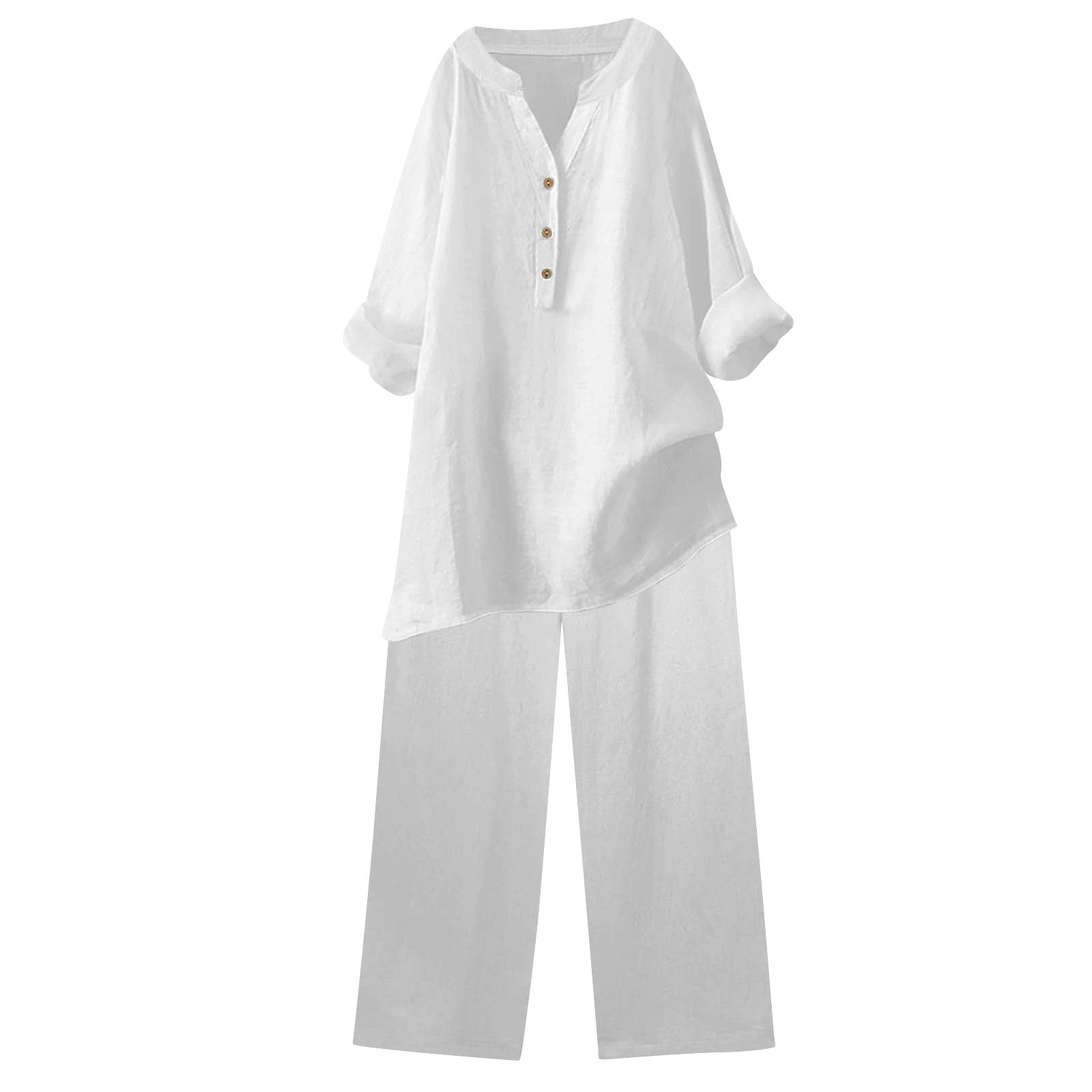 Dvprdro 2 Piece Cotton Linen Outfits for Women Fashion Fall Long Plus ...