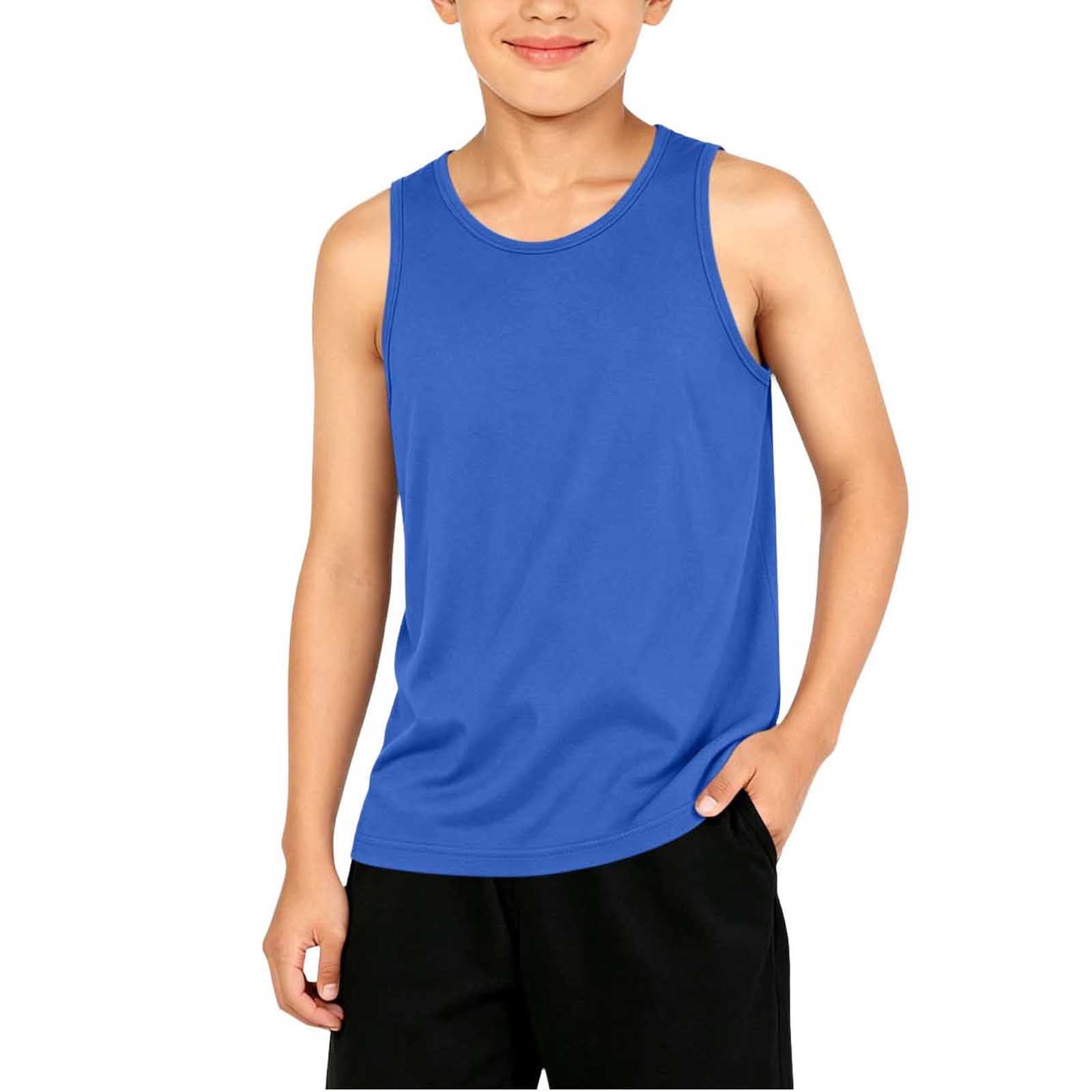 Dvprdro Boys Girls Cotton Solid Color Tank Tops Round Neck Sleeveless ...