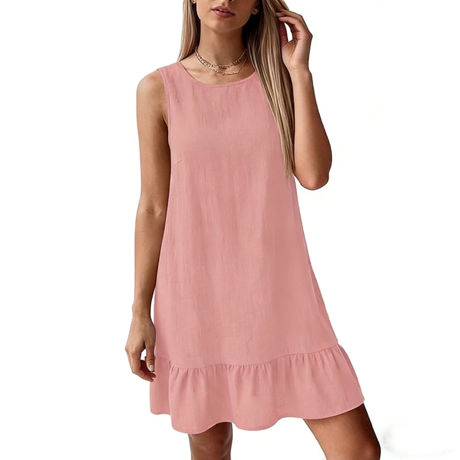 Dvprdro Crewneck Sleeveless Backless Bow Back Mini Dress for Women ...