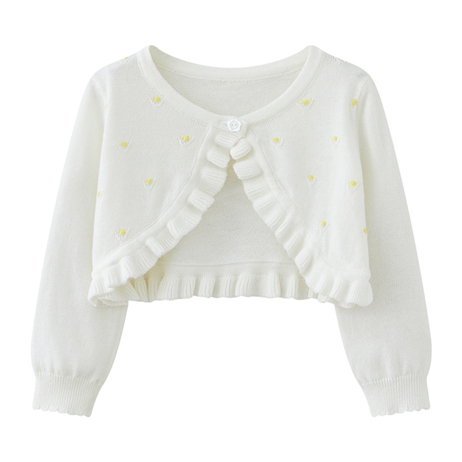 Dvprdro Girls' Polka Dots Knit Cardigan Casual Round Neck Long Sleeve ...