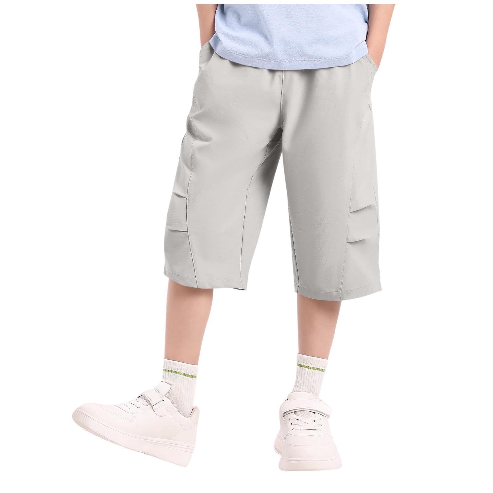 Dvprdro Girls Solid Capri Pants Elastic Waist Loose Gentle Airy Summer ...