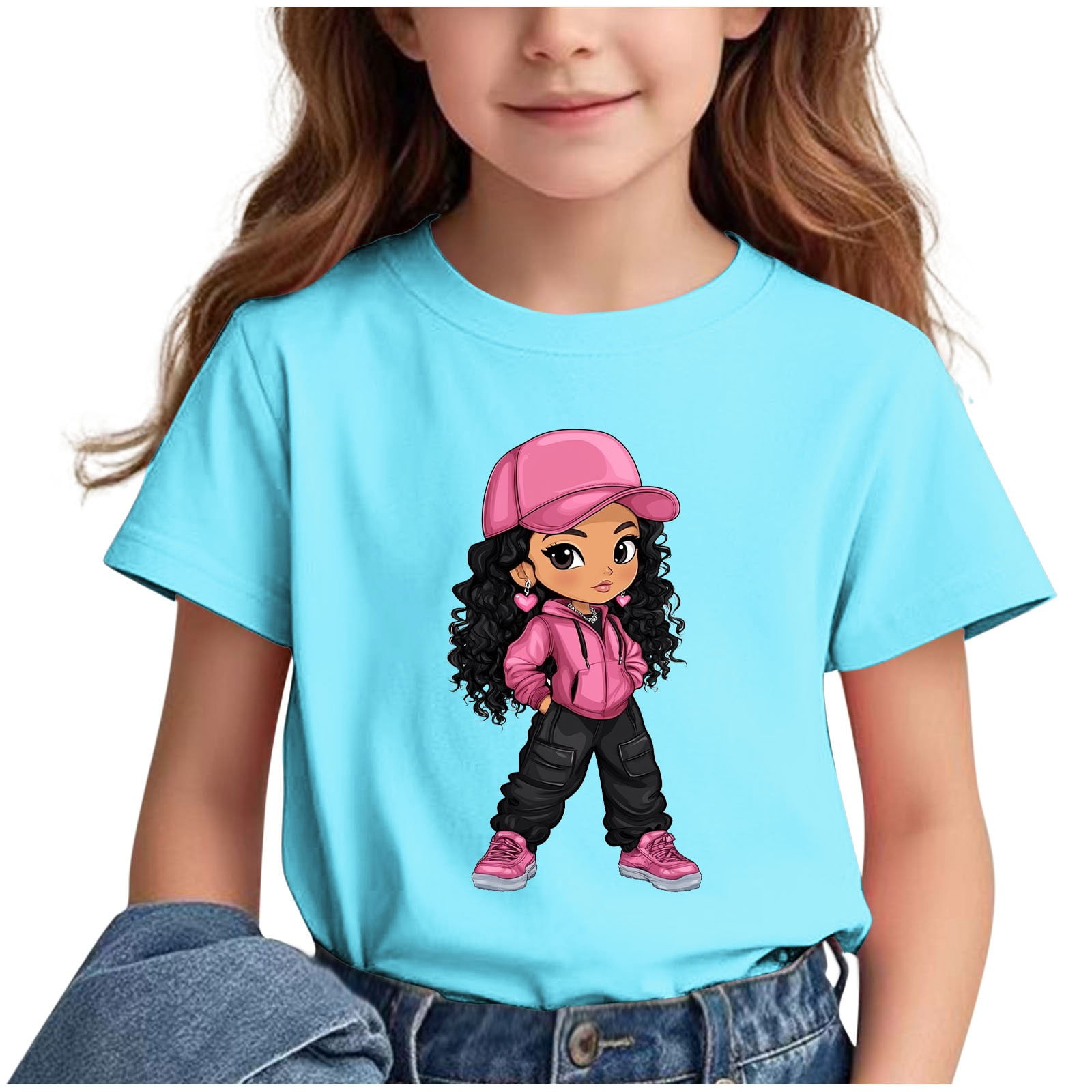 Dvprdro Kids Summer Tops Basic Round Neck Short Sleeve Fashion Printed ...