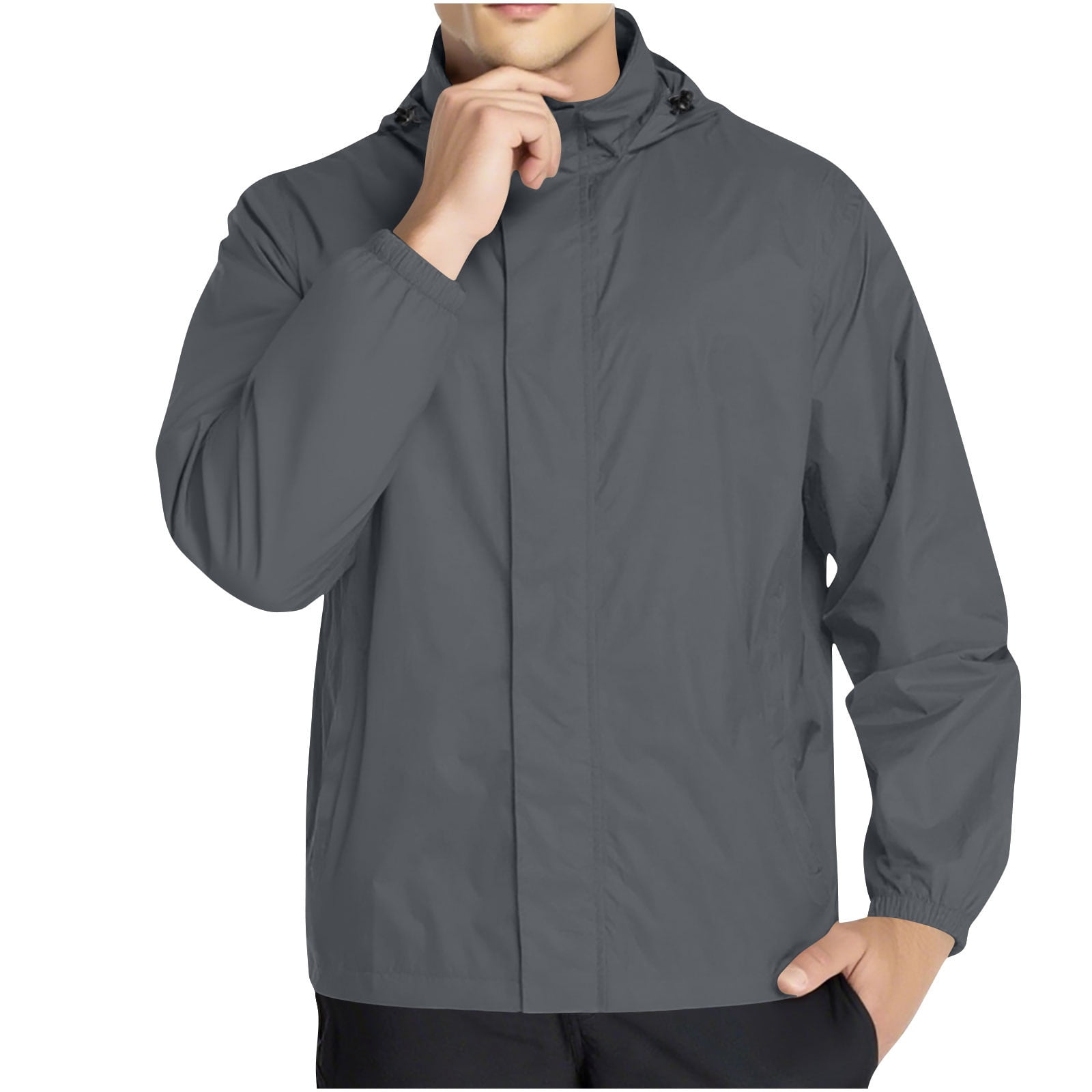 Dvprdro Men Rainproof Outdoor Jacket Breathable Hooded Windbreaker Top ...