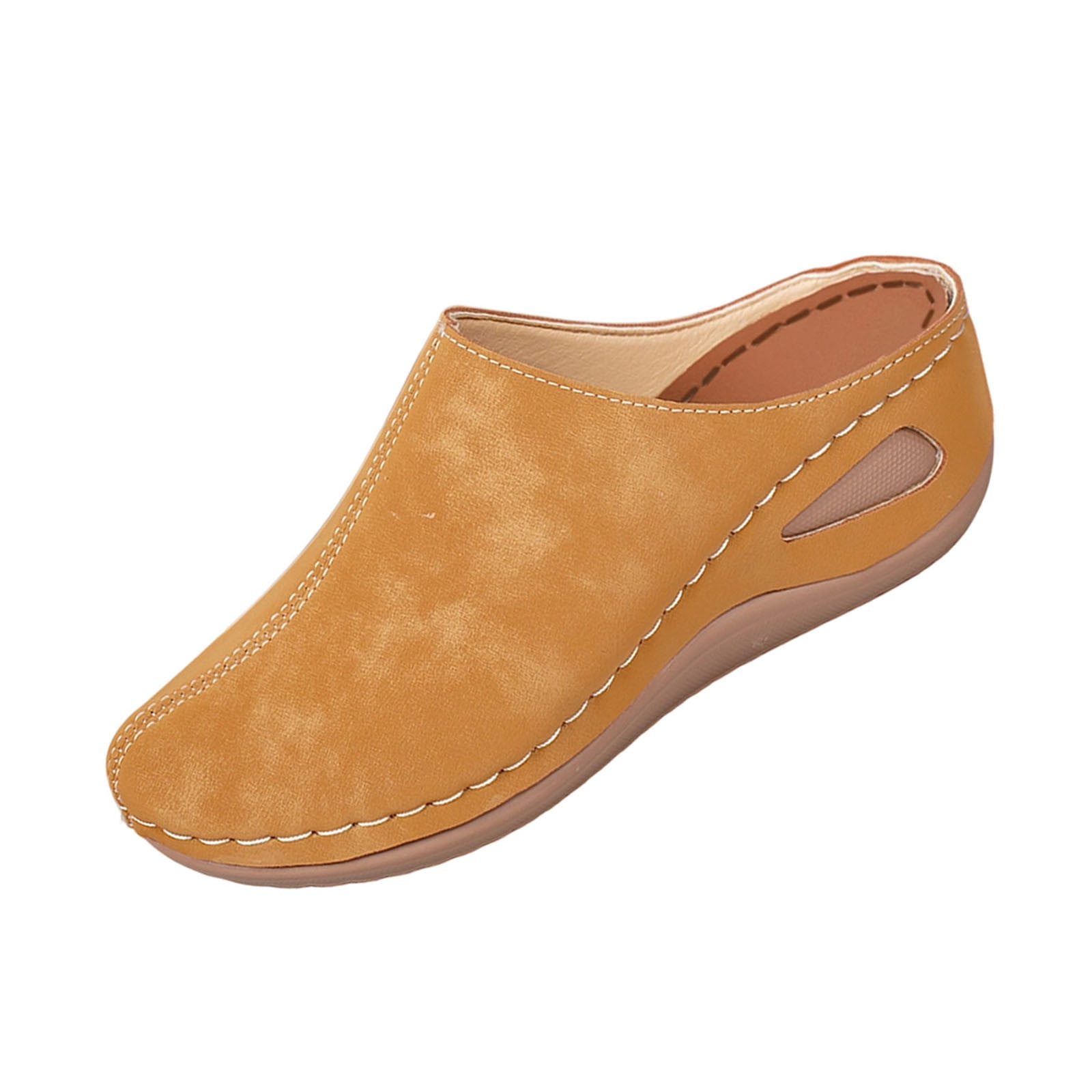 Dvprdro Womens Solid Casual Style Mules Closed Toe Ankle Strap Flat ...