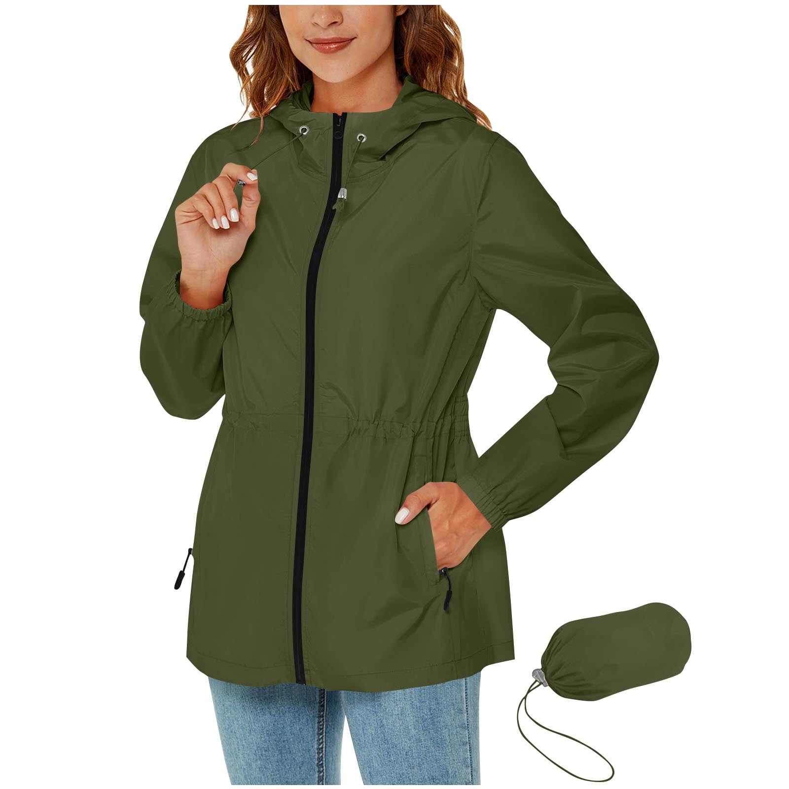 Dvprdro Womens Sporty Waterproof Hooded Jacket Breathable Windbreaker ...