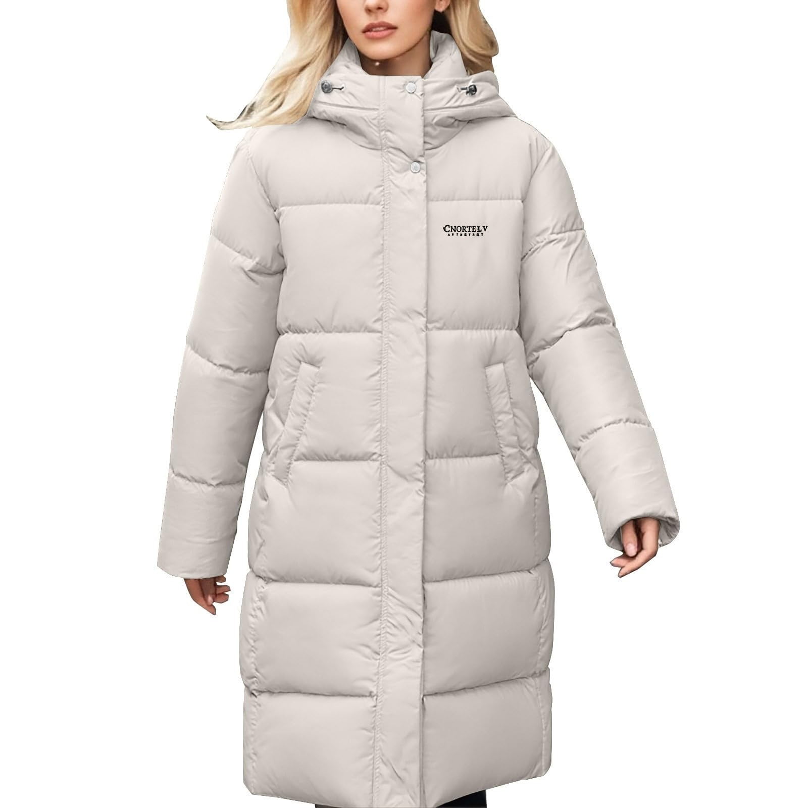 Dvprdro Womens Winter Long Hooded Puffer Coat Trendy Loose Warm Down ...