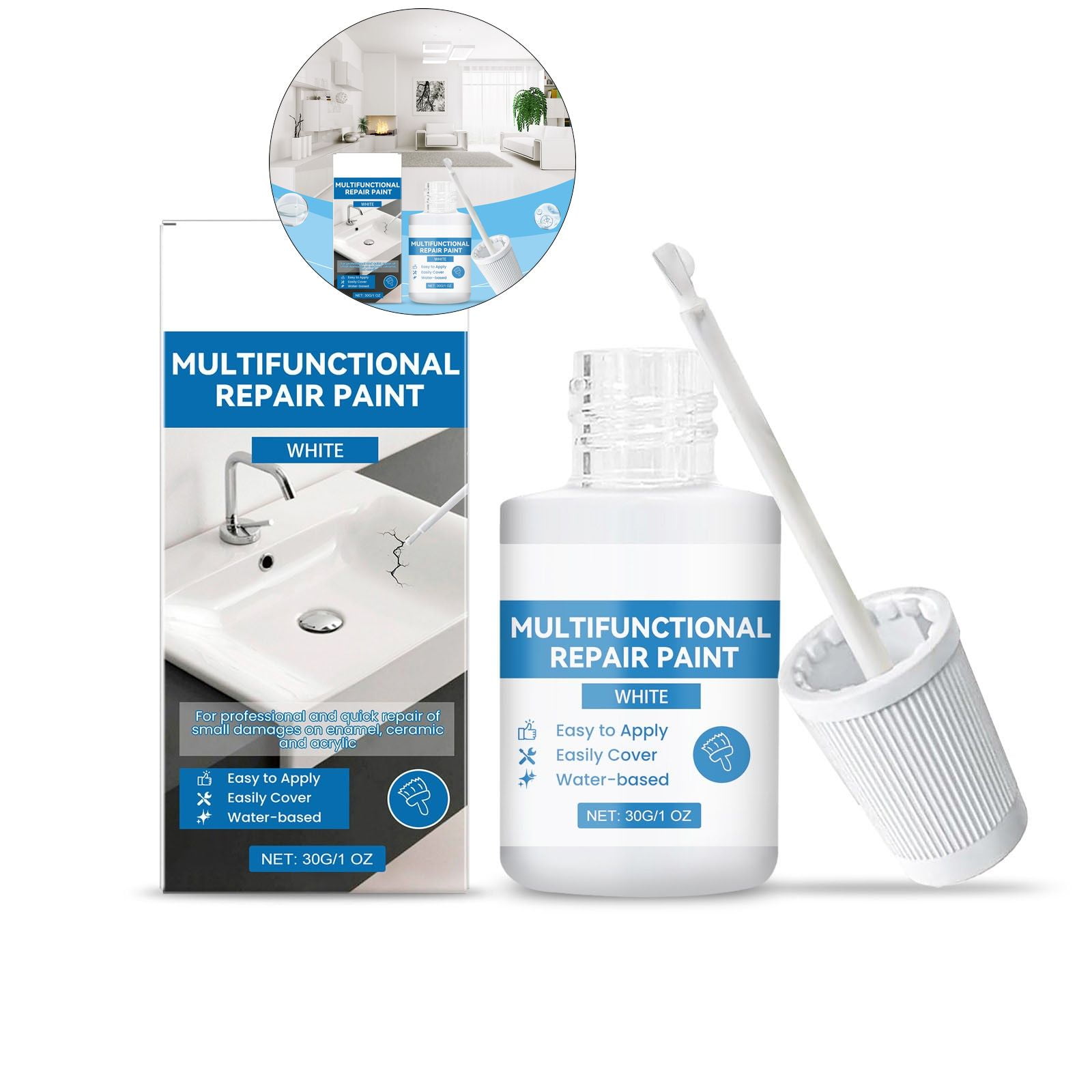 Dvruxg 30ml Enamel Repair Paint - High Adhesion Bath and Ceramic Sink ...