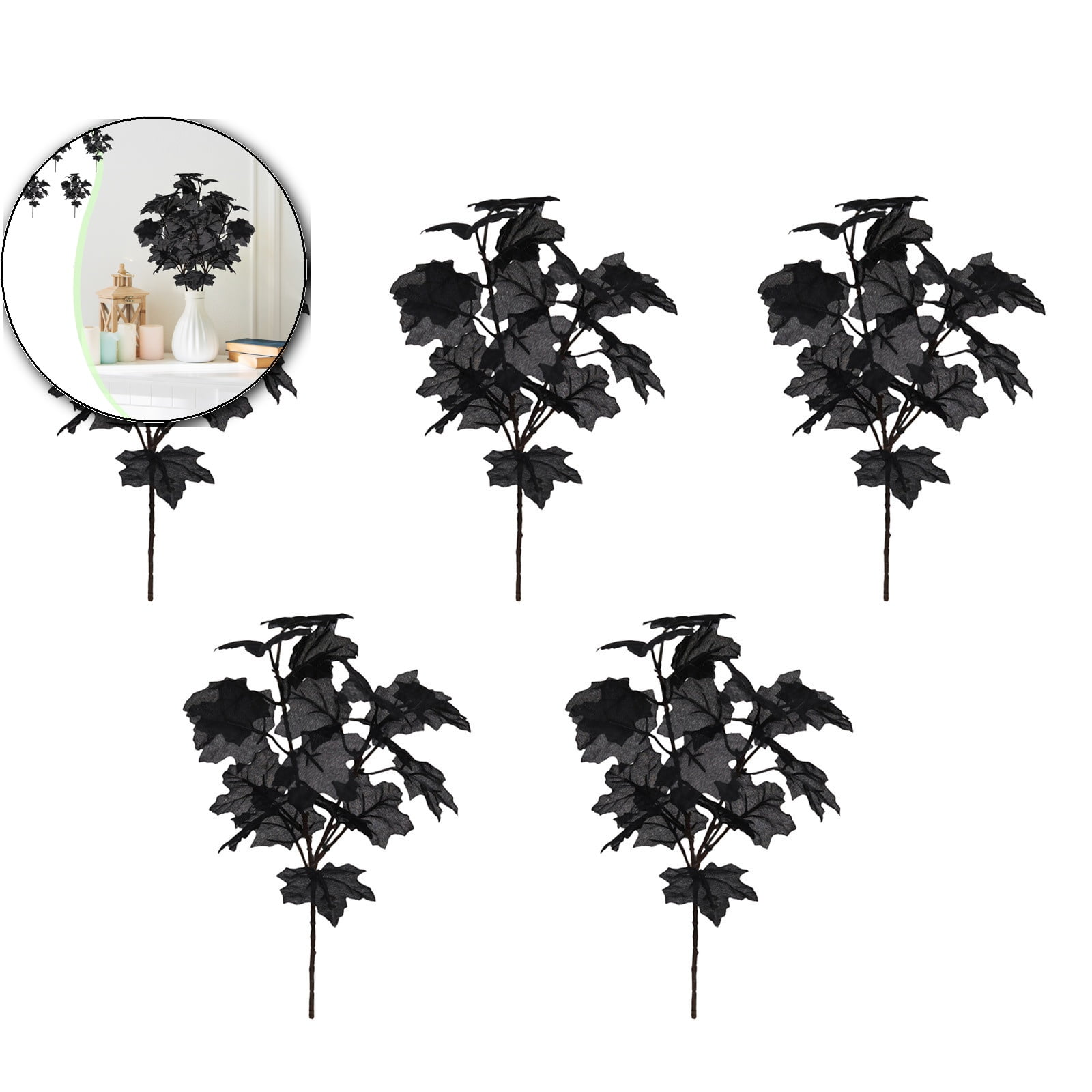 Dvruxg 5 Pcs Artificial Maple Leaves Stems Fake Fall Leaves Plants ...