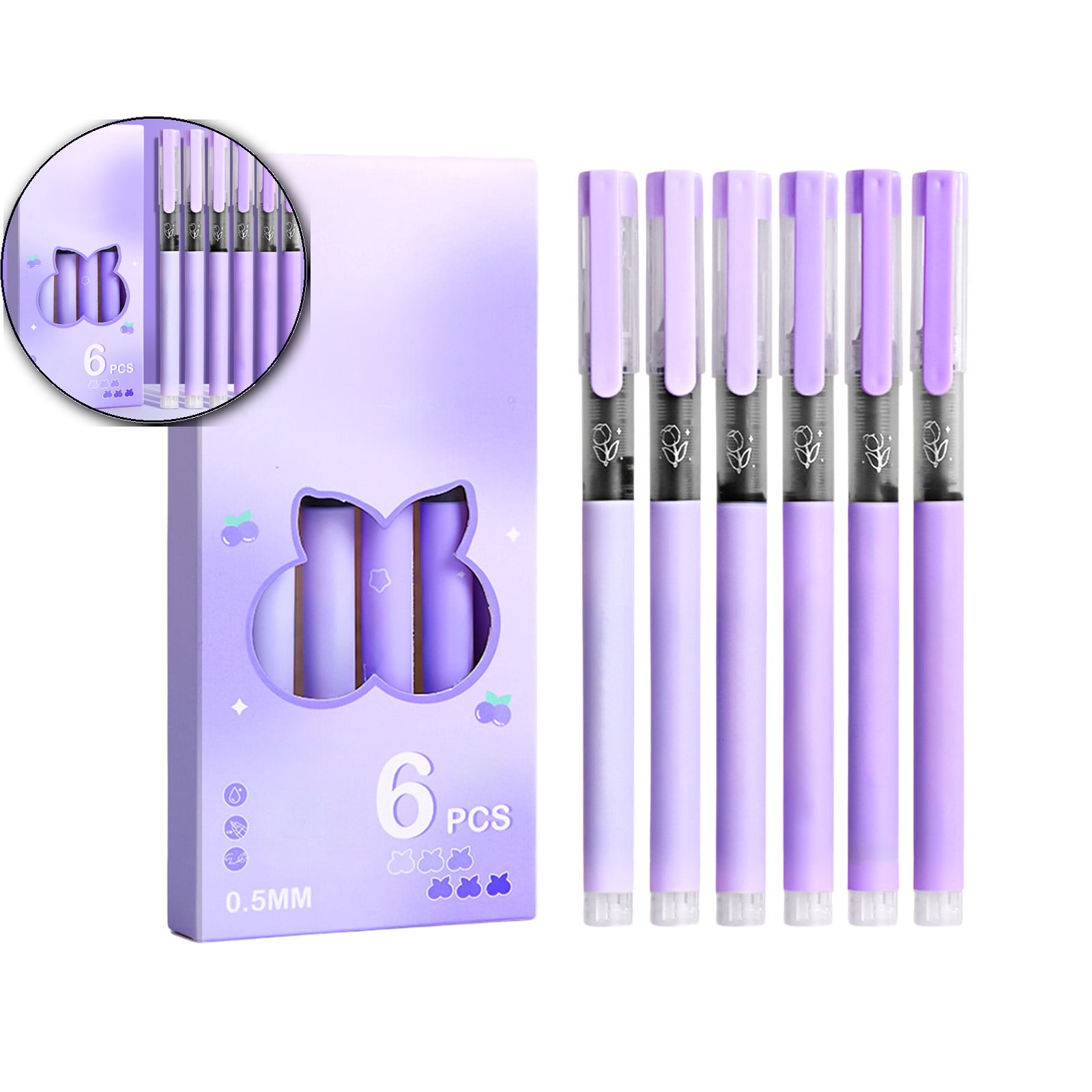 Dvruxg 6-Pack High Capacity 0.5mm Ballpoint Pens – Fast Drying, Water ...