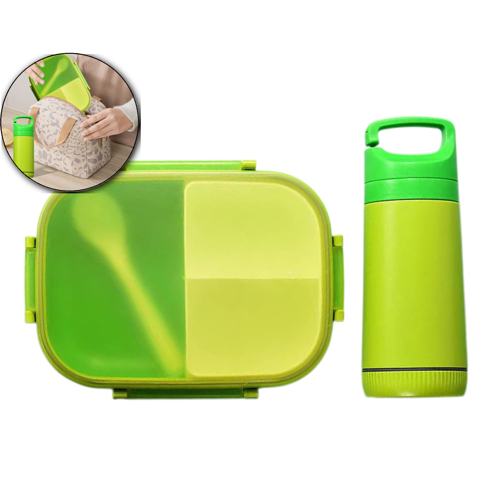 Dvruxg Bento Lunch Box & Mug Set – Leakproof Microwaveable Plastic ...