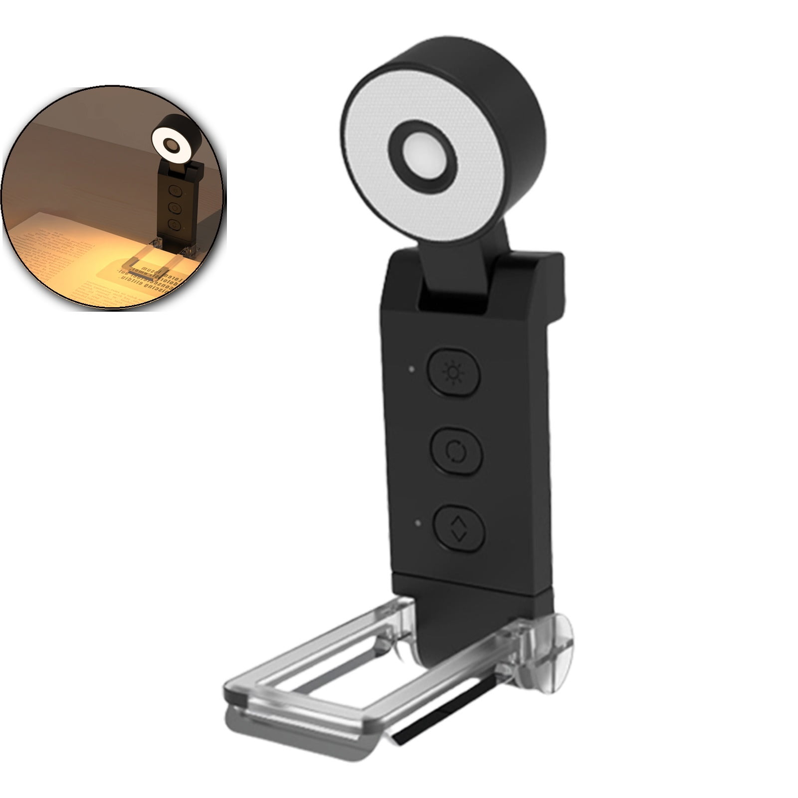 Dvruxg Book Light, USB Rechargeable Clip-On Reading Light, Round ...