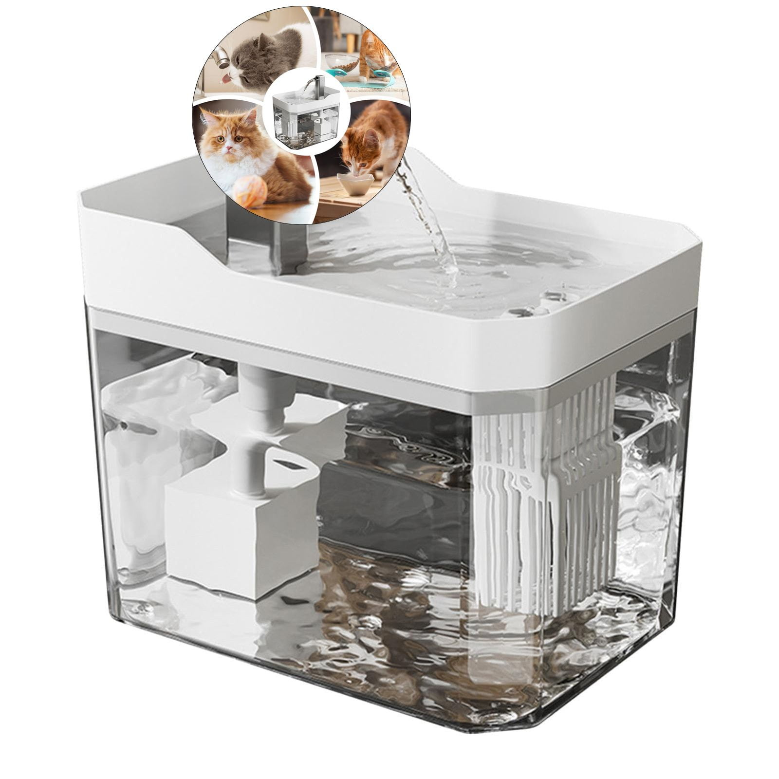 Dvruxg Cat Water Fountain, Cordless Dog Water Fountain, Automatic Pet Water Dispenser for Cats ...