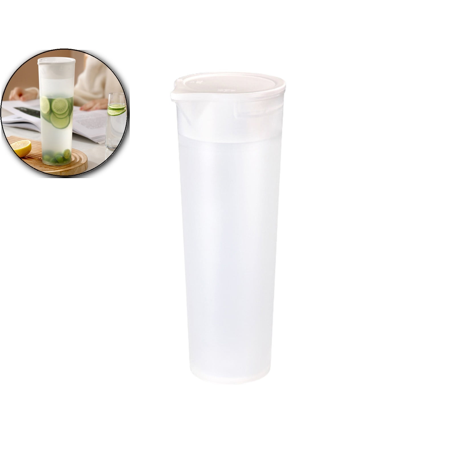 Dvruxg Clear Plastic Water Carafe with Lid, Round Base Pitcher for Iced ...