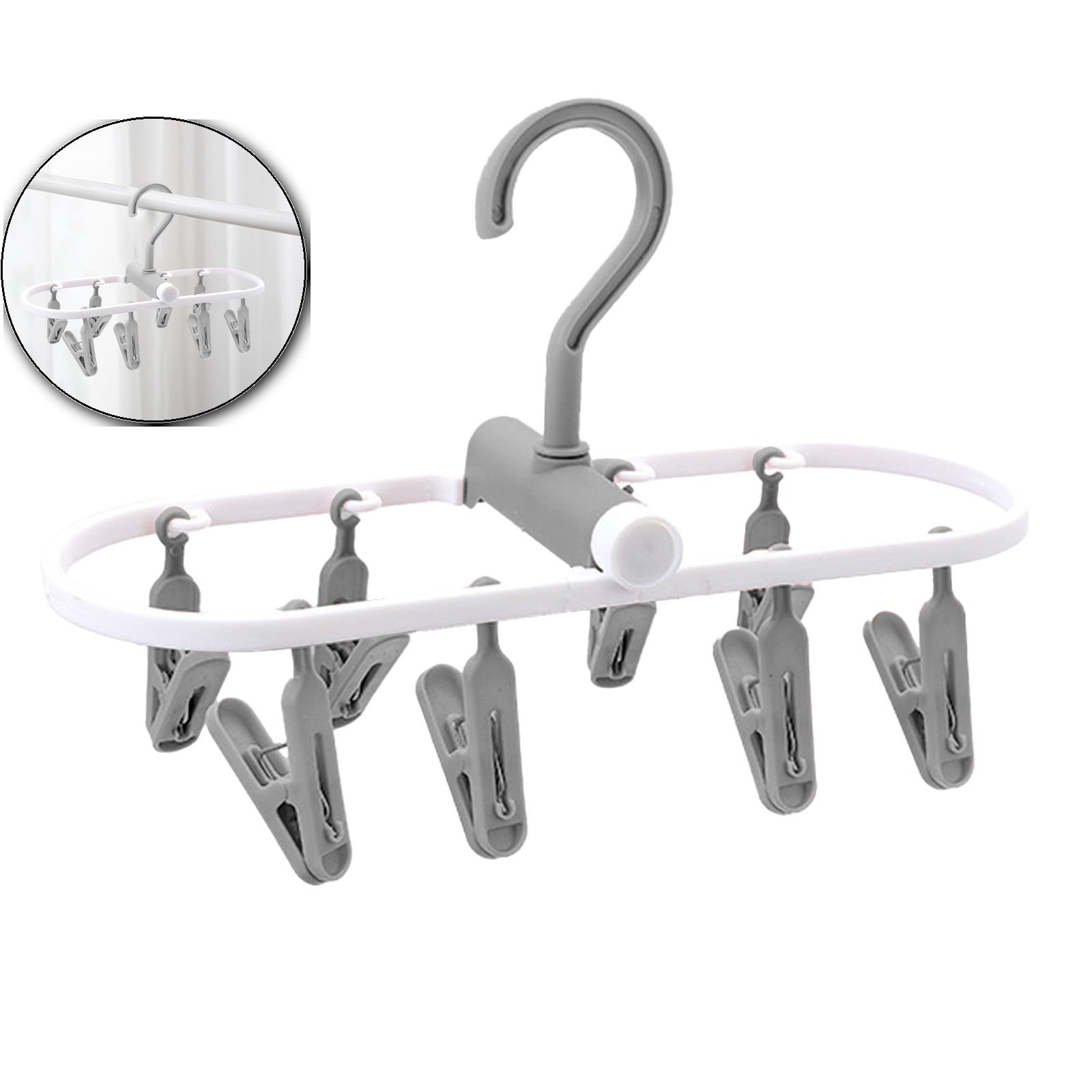 Dvruxg Clothes Drying Hanger with 8 Clips, Folding Portable Hanging ...