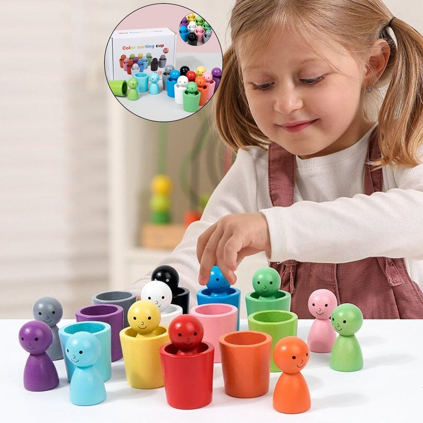 Dvruxg Color Sorting Cups - 12-Piece Learning Toys with Matching ...