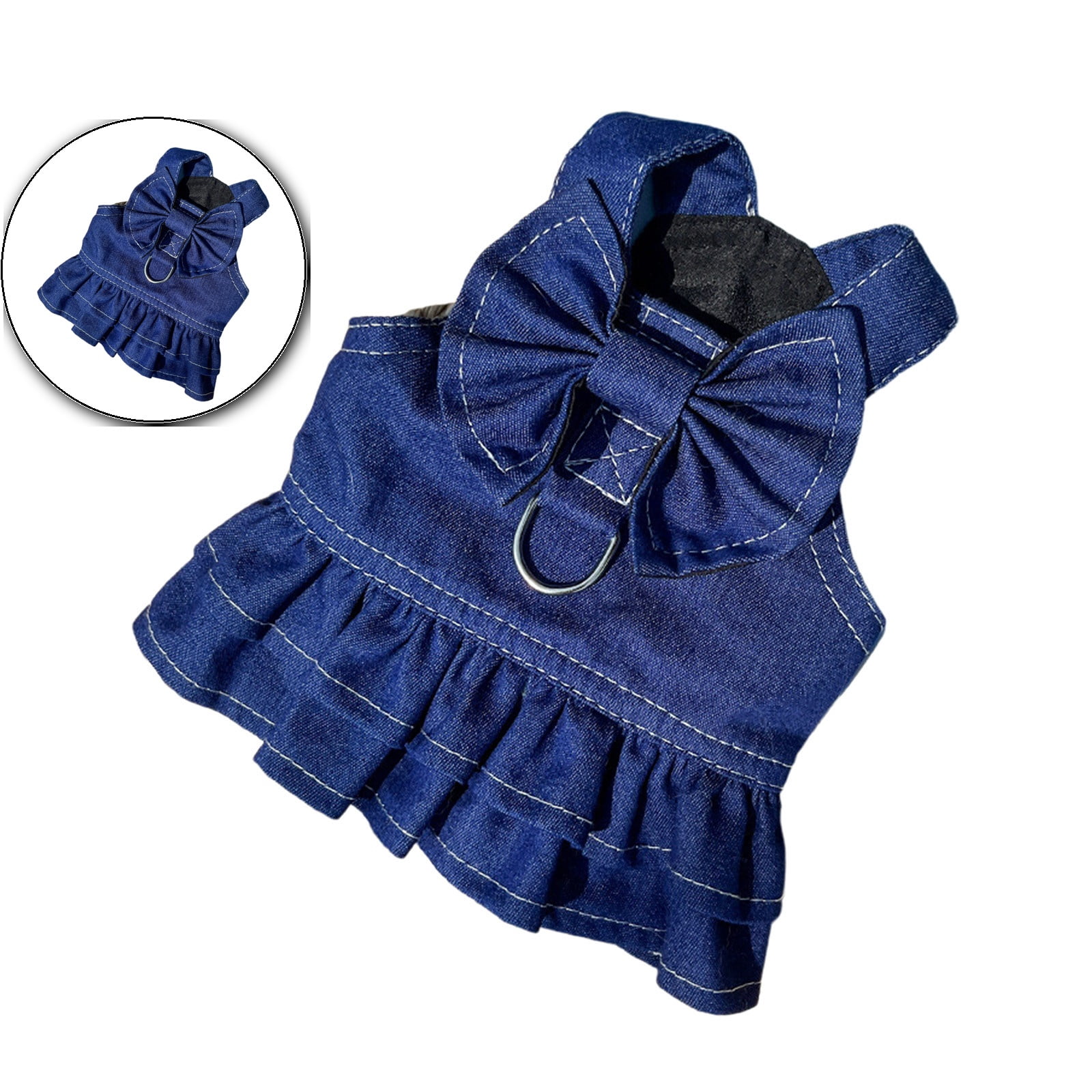 Dvruxg Denim Dog Dresses for Small Dogs Puppy Clothes with Leash Ring ...