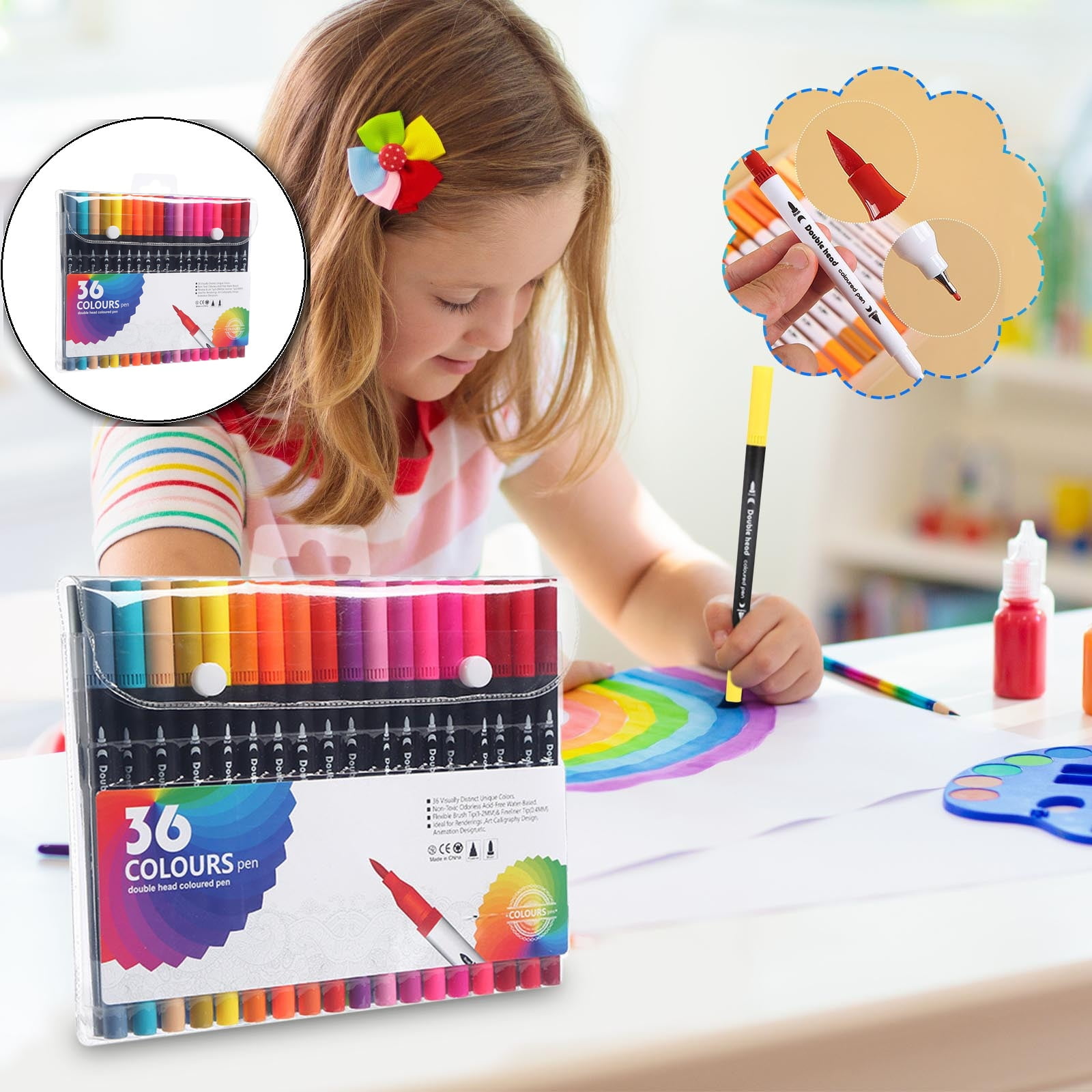 Dvruxg Double-Ended Watercolor Markers – Bright & Blendable Colors ...