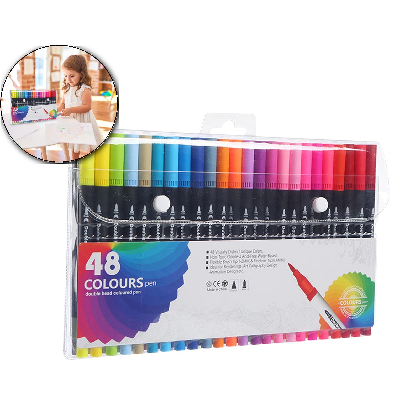 Dvruxg Double-Ended Watercolor Markers – Bright & Blendable Colors ...
