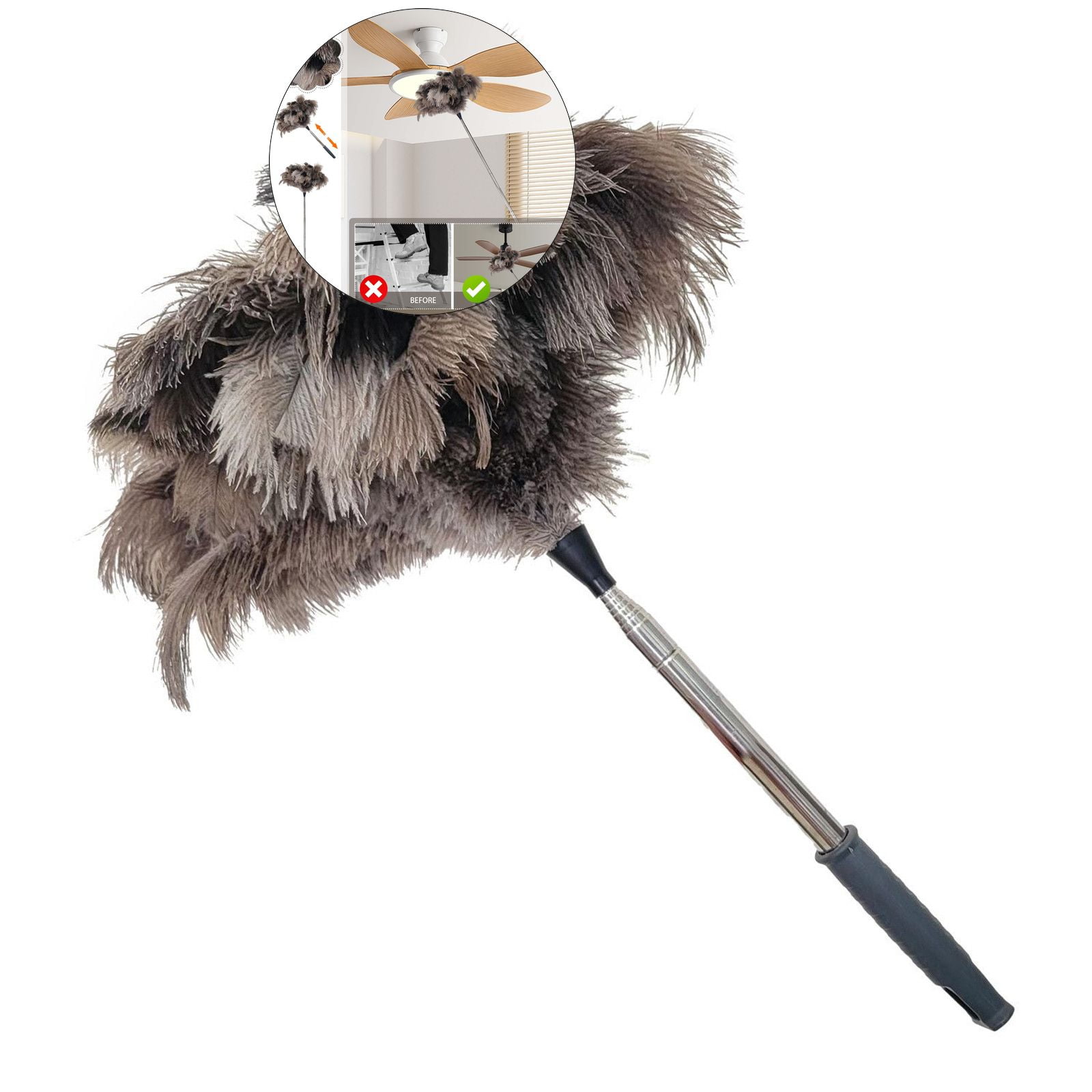 Dvruxg Extendable Ostrich Feather Duster - 75 inches Fluffy Long Handle ...