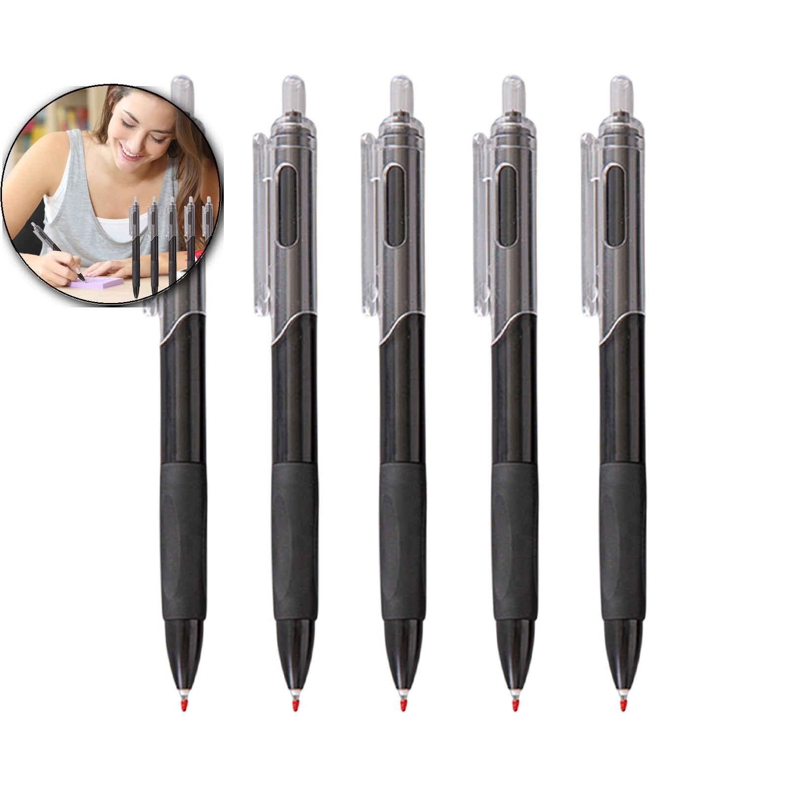 Dvruxg Gel Pens 5-Pack – 0.5mm Fine Point Ink Pens with Non-Slip Grip ...