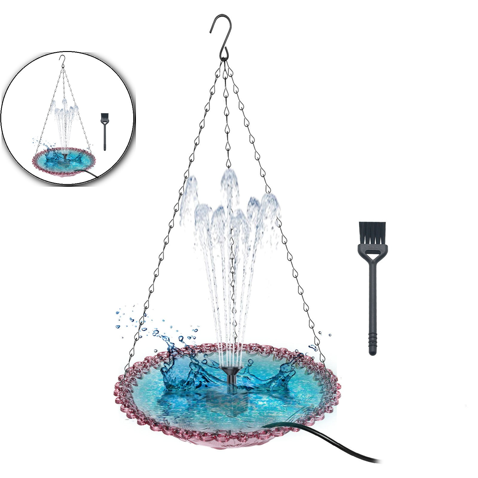 Dvruxg Glass Hanging Bird Bath Fountain – Outdoor Colorful Decorative ...
