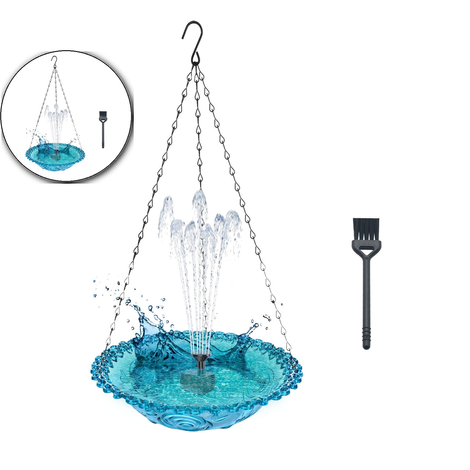 Dvruxg Glass Hanging Bird Bath Fountain – Outdoor Colorful Decorative ...