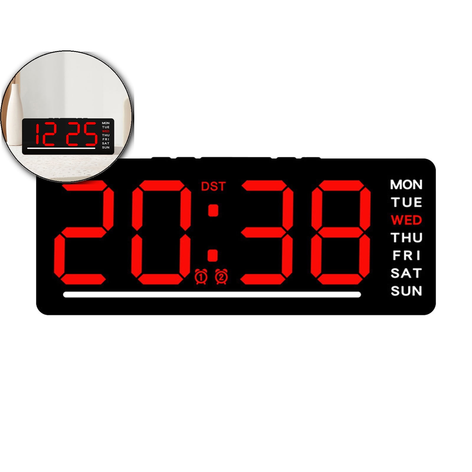 Dvruxg LED Wall Clock Digital Clock LED Digital Wall Clock with Large ...