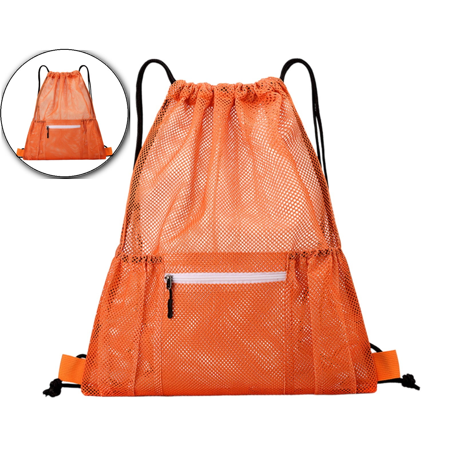 Dvruxg Mesh Drawstring Backpack Bag, Gym Sports Bag with Zipper Pocket ...