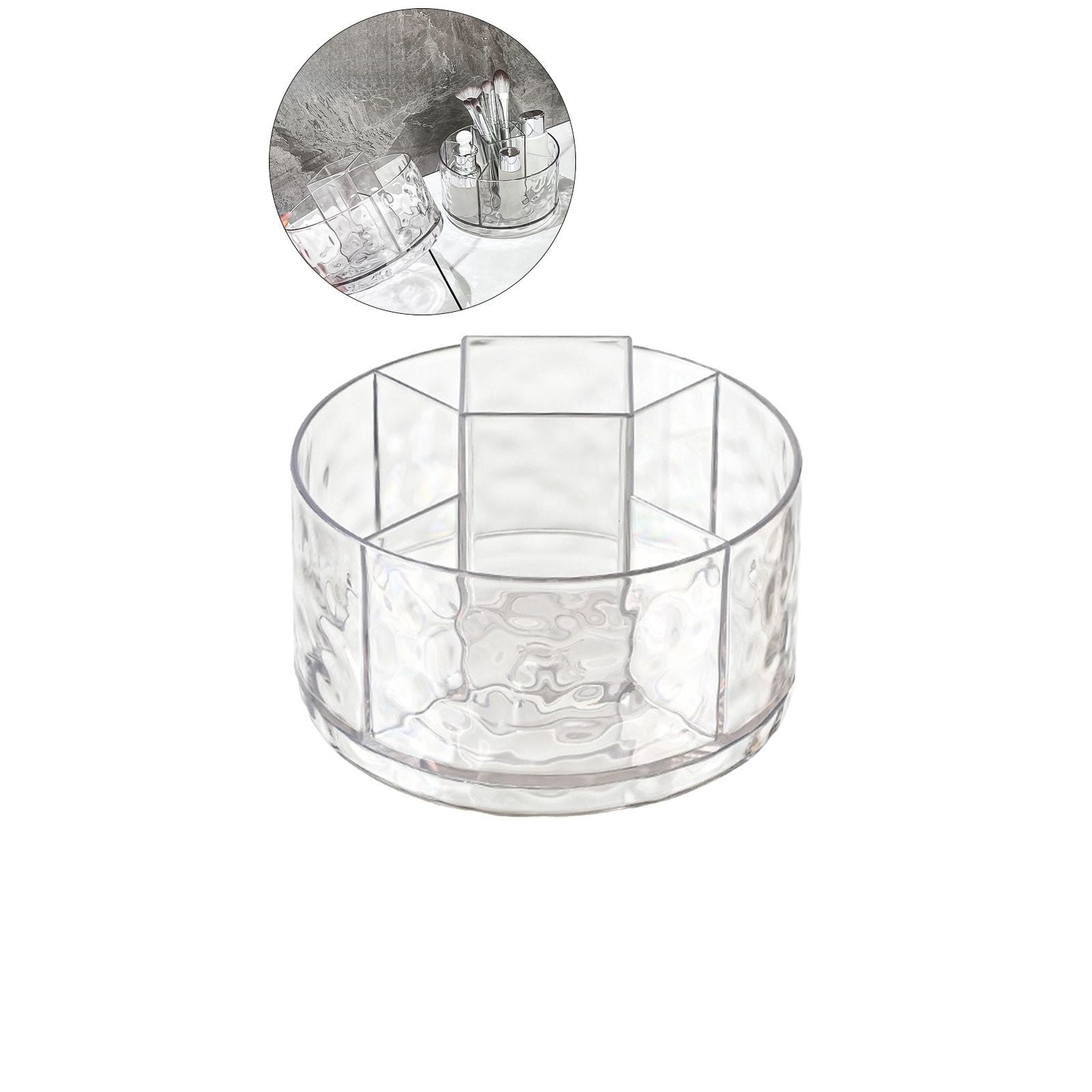 Dvruxg Plastic Round Turntable Organizer with 5 Compartments - Clear ...